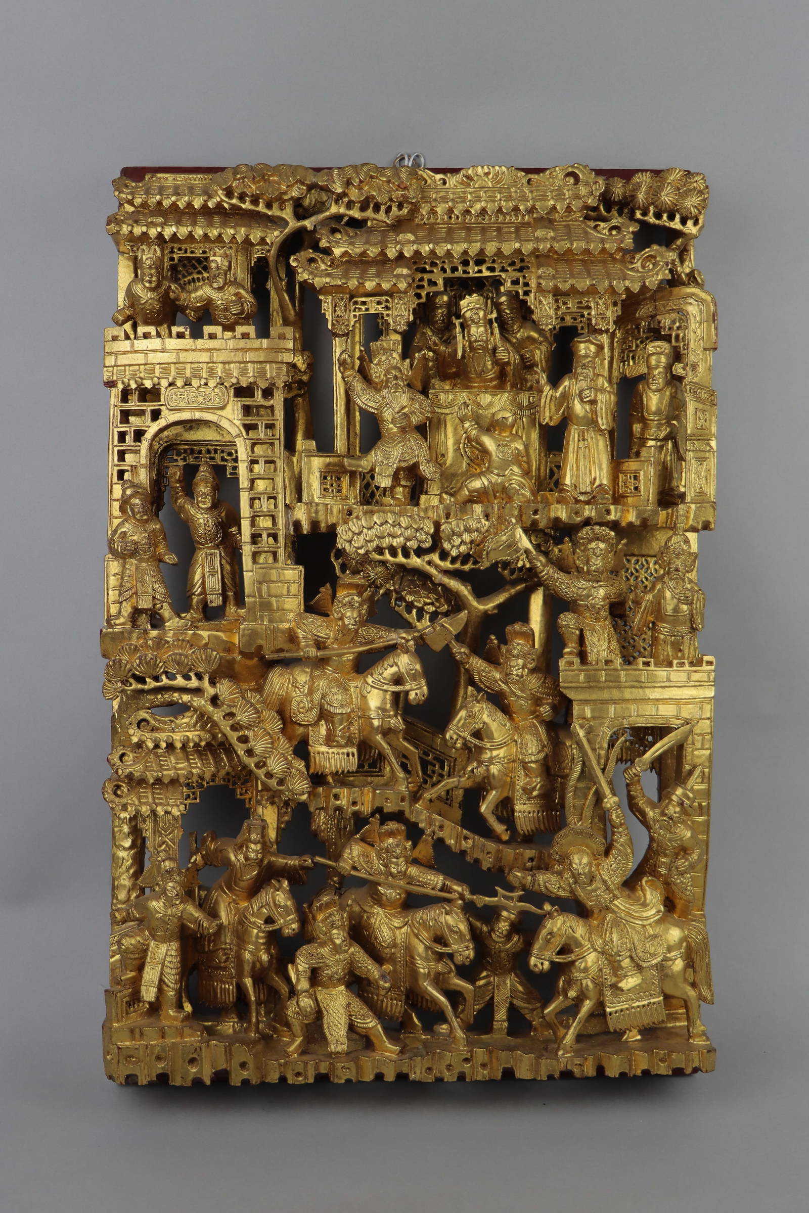 Chinese Gilt Lacquer Wood Relief Panel Auction