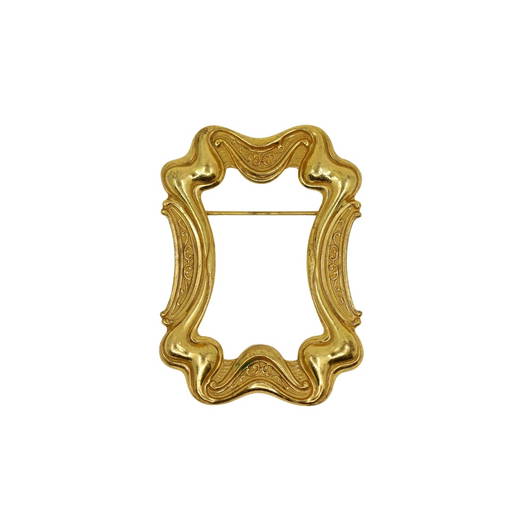Vintage Miriam Haskell Gold Tone Frame Brooch