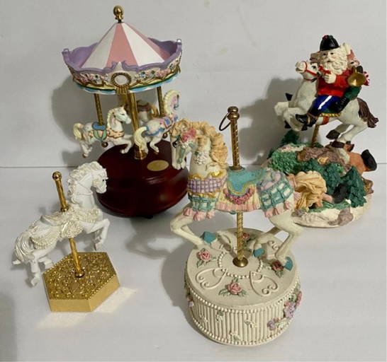 4 Carousel Music Box Figures