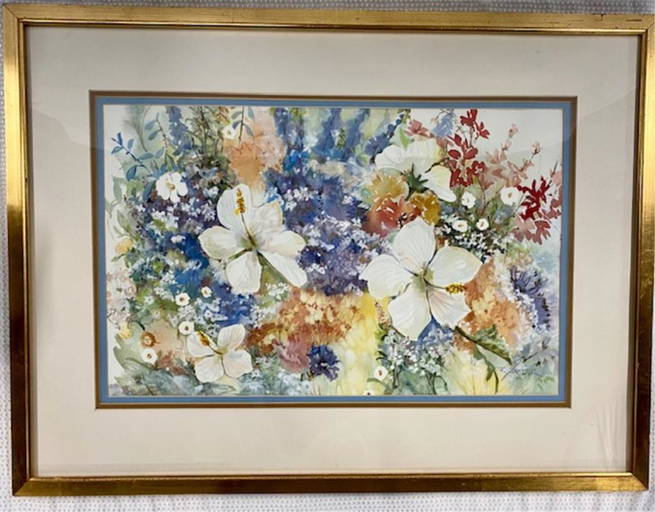 Still Life Flower Watercolor Painting R. Snyder
