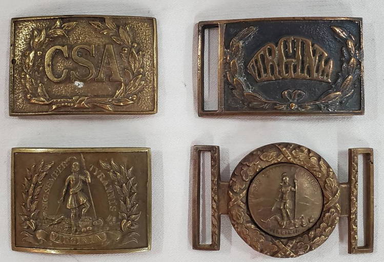 4 Vintage Brass Belt Buckles