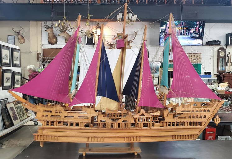 Large 5 Mast Wood Sailing Model Ship
