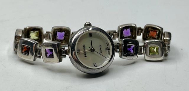 Sterling Badavici Watch W/multicolor Stones