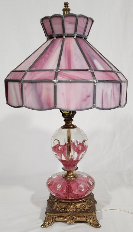 Signed Joe St. Claire Paperweight Table Lamp