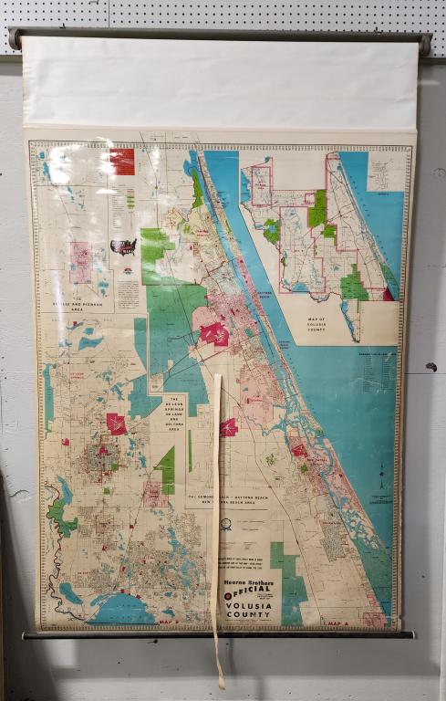 Vintage Hearne Bros. Volusia County Projection Map