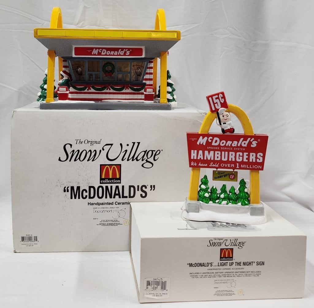 Dept. 56 Mcdonalds 2 Pice Snow Village Set Auction