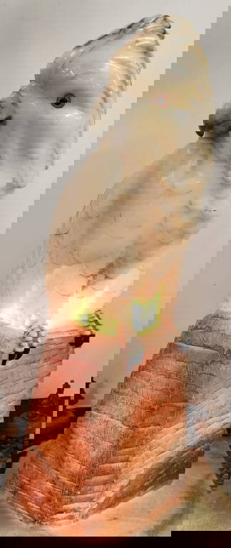 White Alabaster Parrot Table Lamp Auction