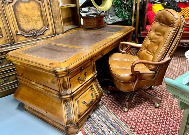 Aico Michael Amini Leather Top Desk W/chair Auction
