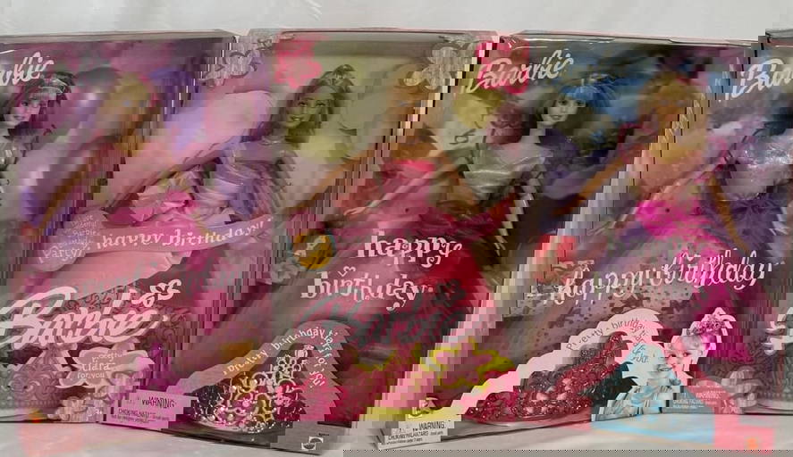 3 Assorted Birthday Barbies In Original Boxes