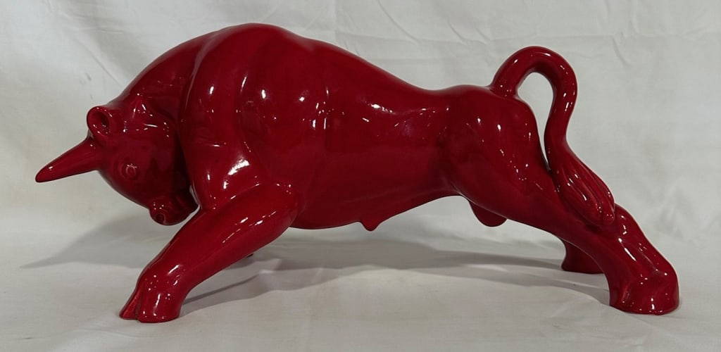 Vintage Haeger Ceramic Red Bull By Eric Olsen