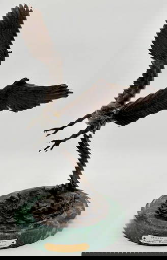 Signed "born Free" Eagle Bronze Statue