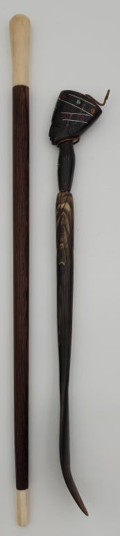 Vintage Carved Bone Shoe Horn & Swagger Stick Auction