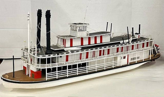 Vintage Wooden Model Riverboat Steamboat