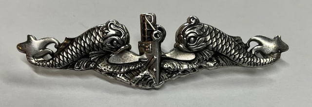 Sterling Silver Navy Submarine Dolphins Badge Auction
