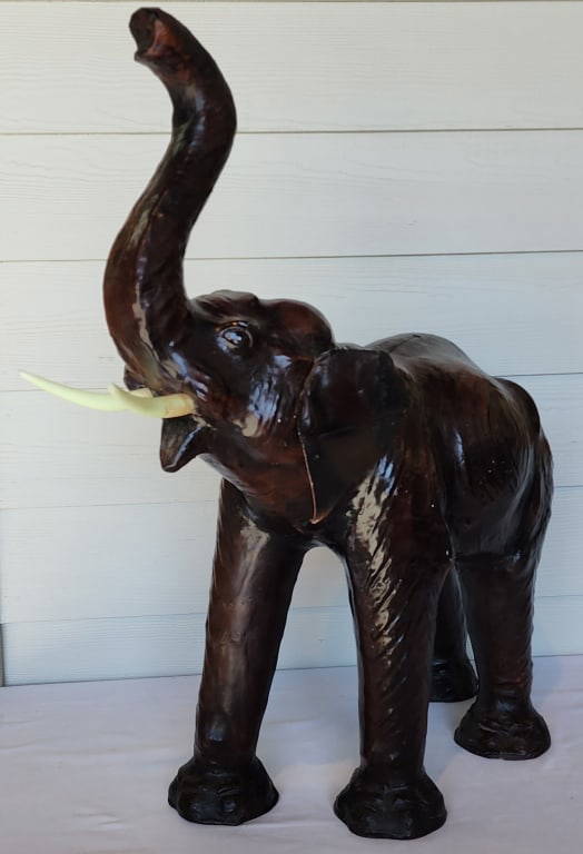 Vintage Leather Wrapped Elephant Auction