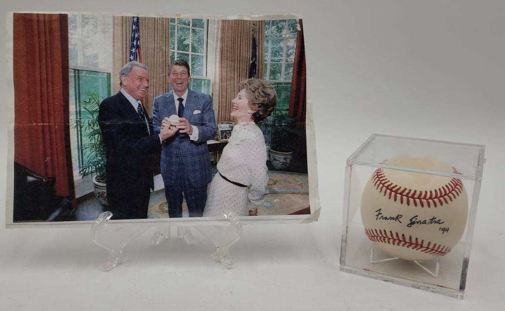 Signed Frank Sinatra Baseball In Display Case Auction