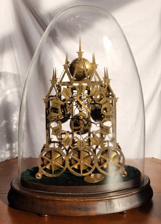 Vintage English Triple Fusee Skeleton Clock Auction