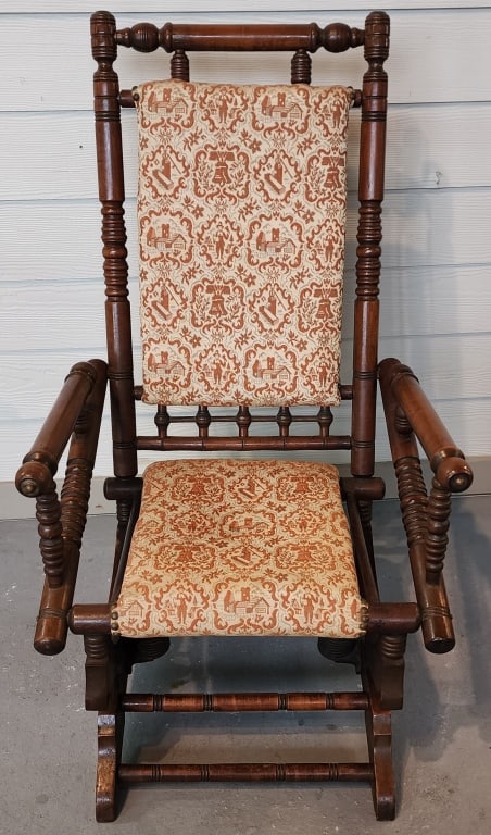 Antique Upholstered Oak Platform Rocker - Aug 01, 2025 | Berner's ...