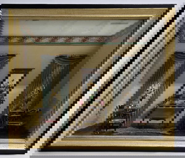 Vintage Lighted Victorian Room Shadow Box