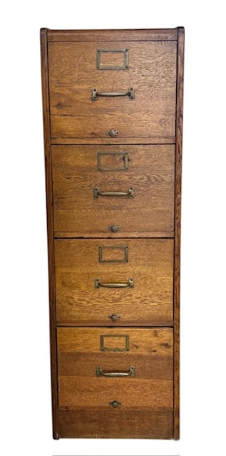 Vintage 4 Drawer Tiger Oak Filing Cabinet Auction