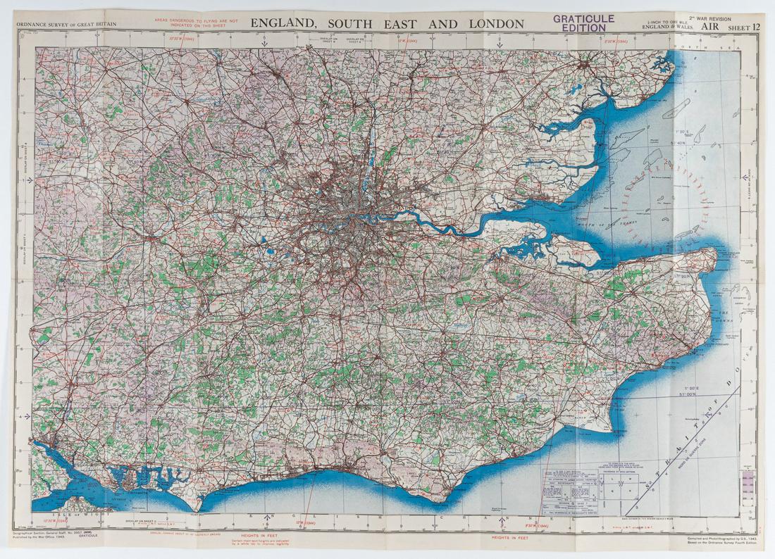 British 1943 Map Of South East England And London