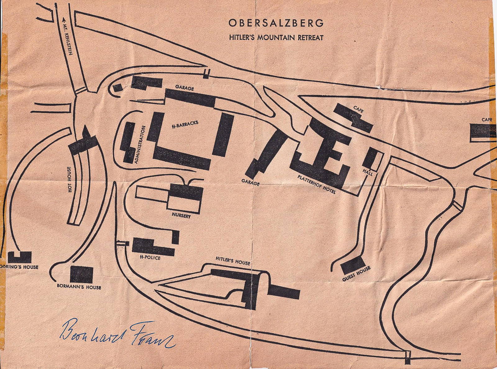 Signed Map Of Adolf Hitler's Obersalzberg By Ss Commander Bernhard ...