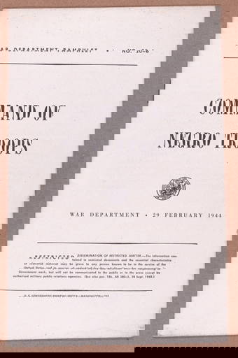 U.s. Wwii Command Of Negro Troop Pamphlet