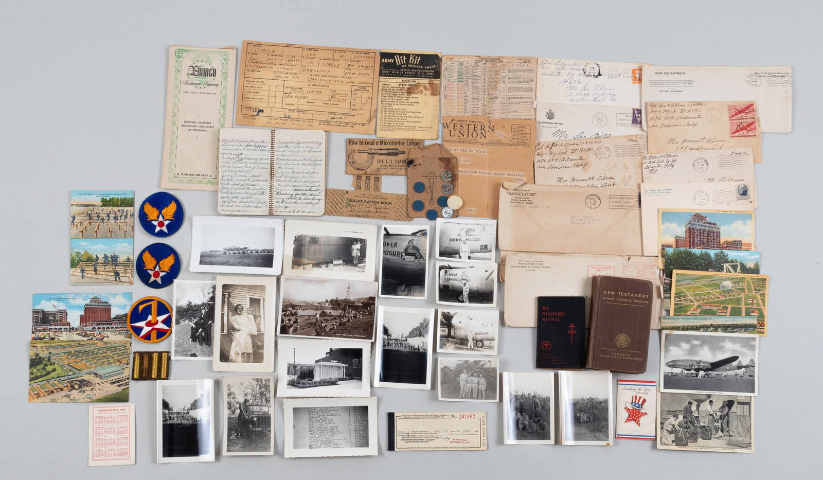 Wwii Usaaf 7th Army Air Force Cpl Leo O'brien Archive Auction