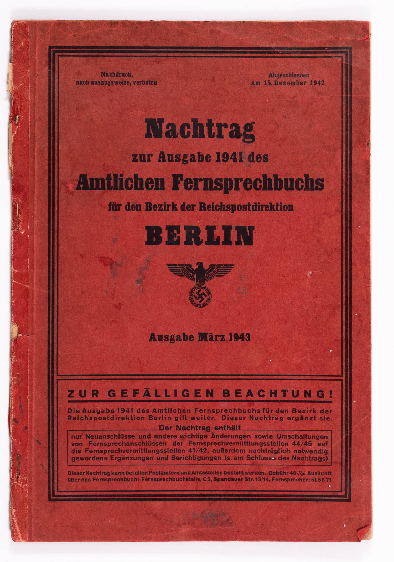 Wwii 1941 Berlin Nazi Phone Book Auction