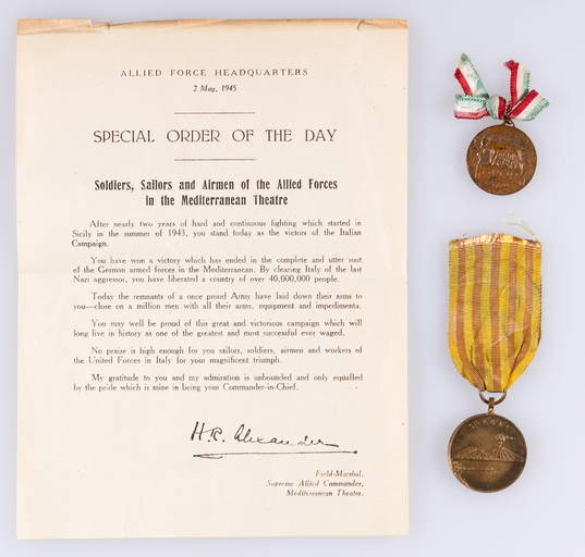 Field Marshal Harold Alexander Special Order & Medals