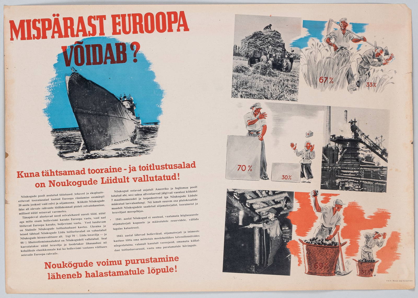 Wwii German Estonian Anti-soviet Propaganda Poster Auction