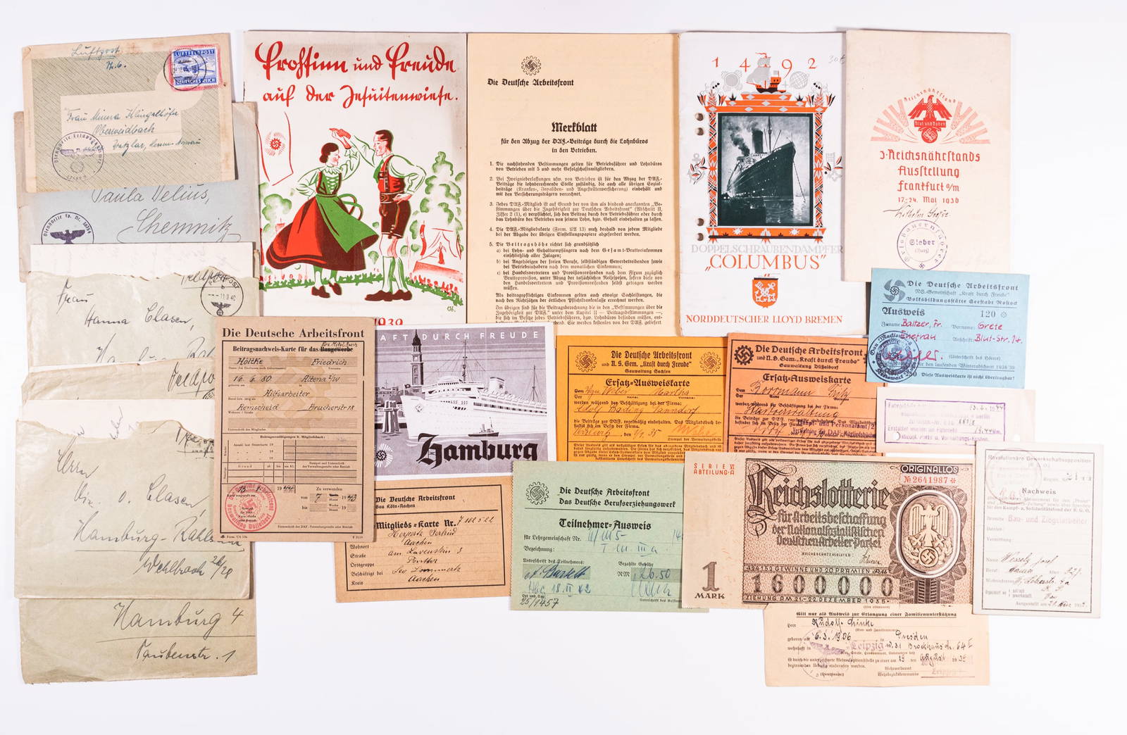 Wwii German Daf / Kdf Passes And Booklets Auction