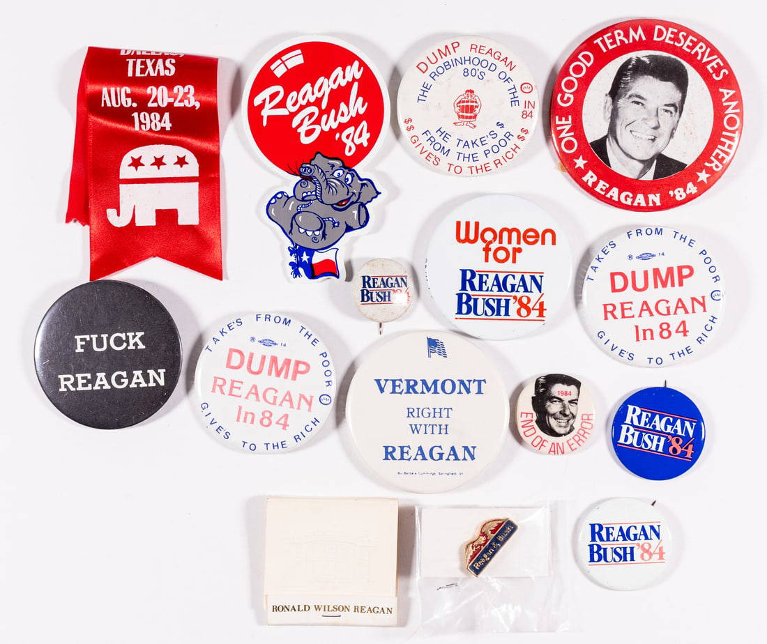 13 Ronald Reagan Campaign Buttons Auction