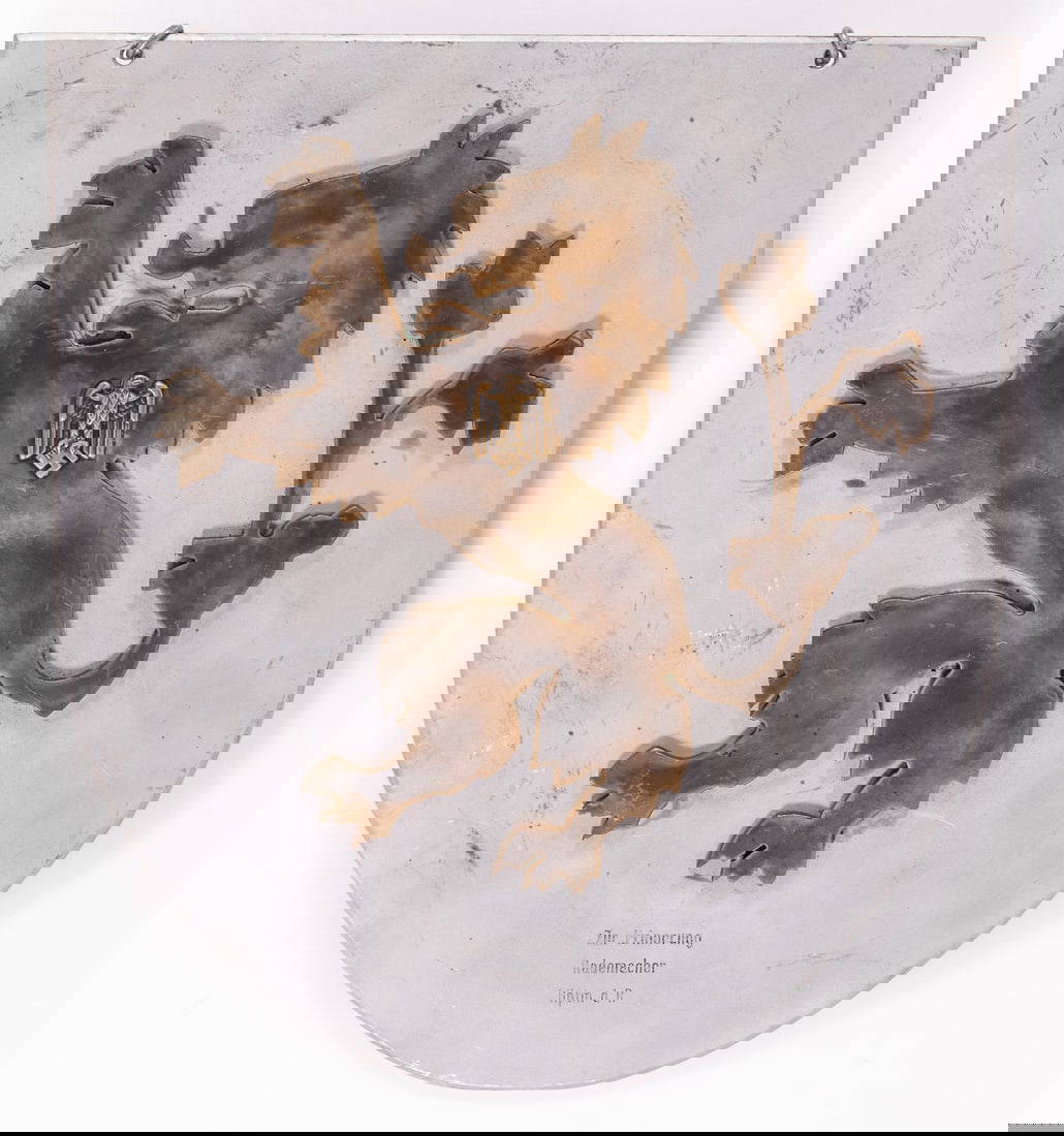 Wwii German Heraldic Lion Memorial Plaque Auction