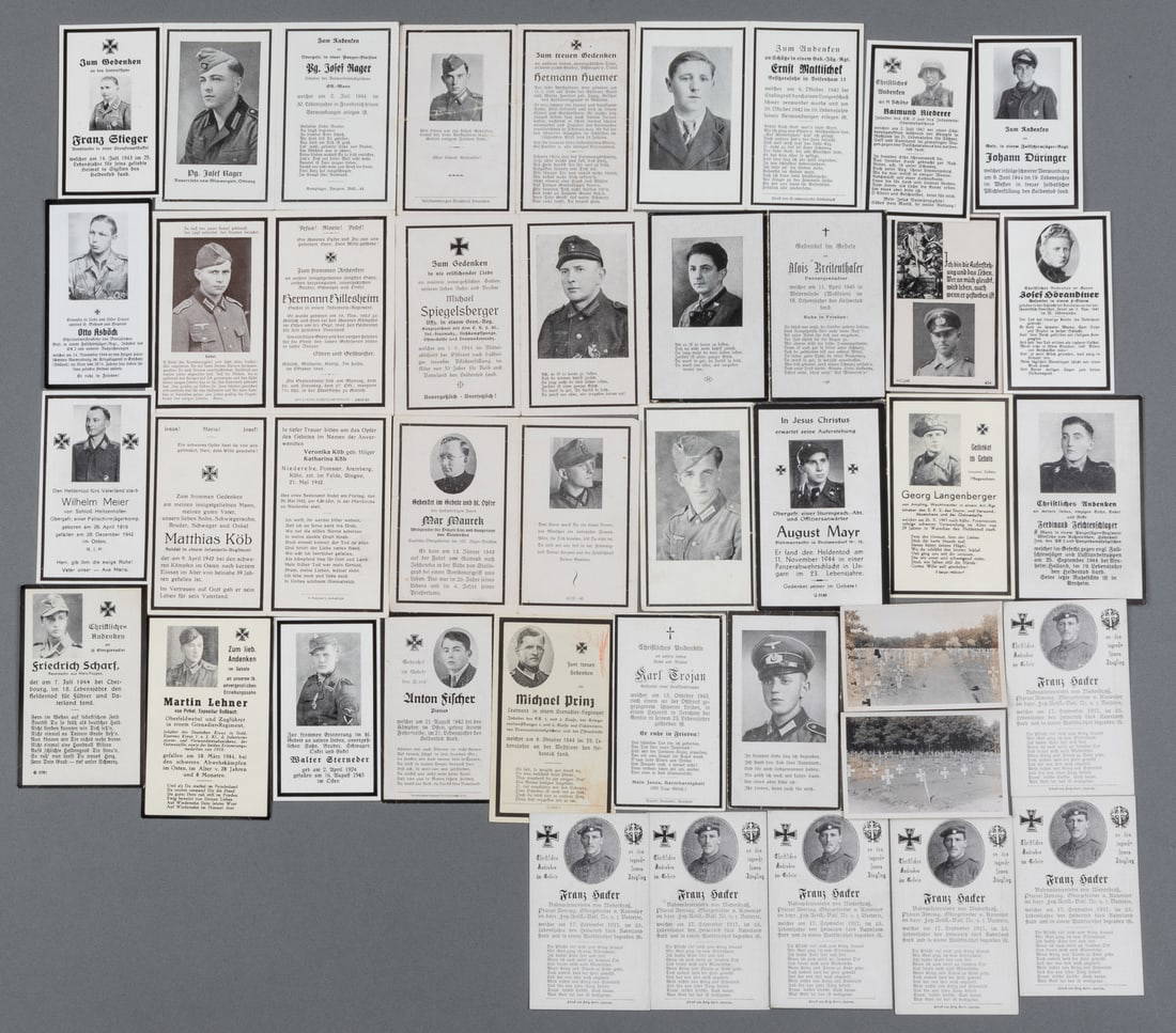 32 Wwii German Death Cards [ss, Luftwaffe, Infantry] Auction