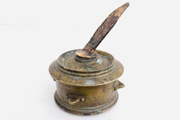 1900s Brass Bronze Inkpot