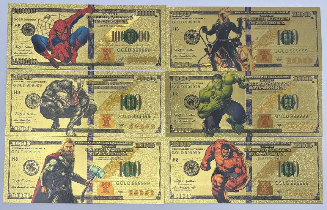 Hulk , Spider Man , Thor , Venom And More Super Heroes Bills Auction
