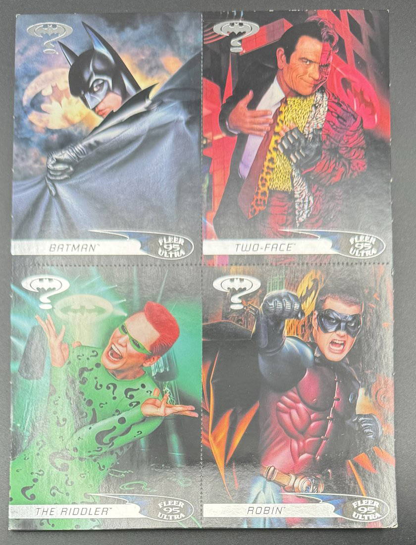 1995 Batman, Robin, The Riddler And Two Face Uncut Cards Auction