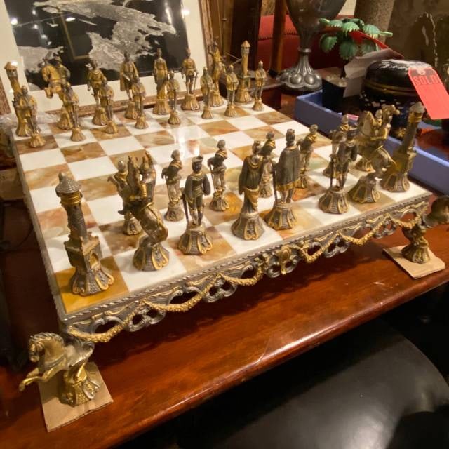 Benzoni Sterling Silver & Gold Plated Chess Set Auction