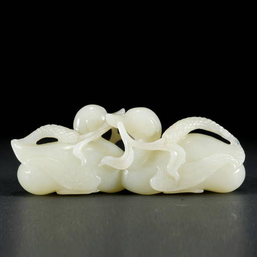 A Carved Jade Ducks Group