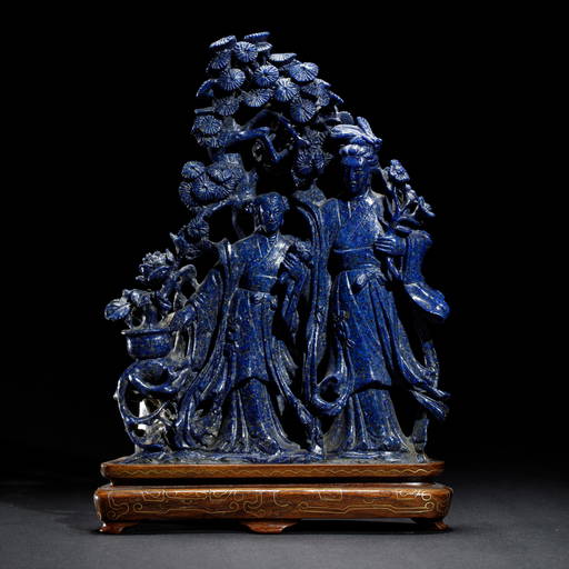 A Carved Lapis Figures Ornaments