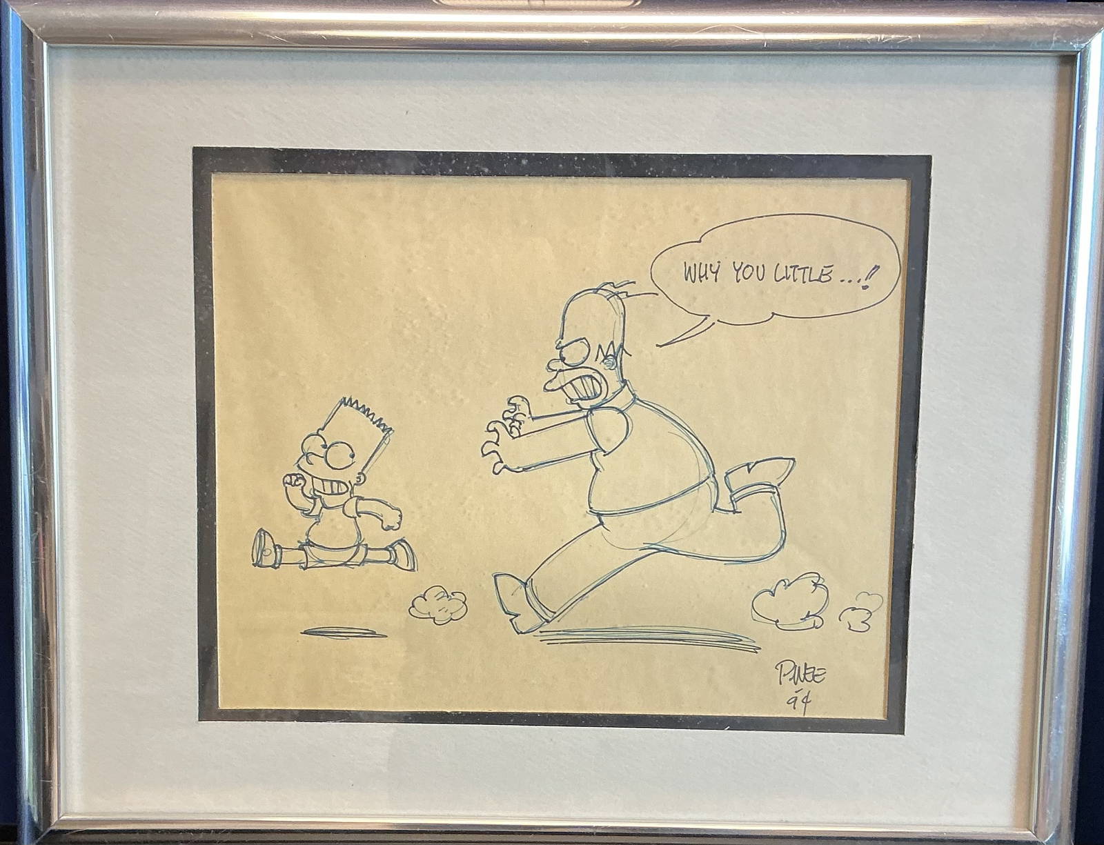 "why You Little…" Original The Simpsons Artwork By P. Wee Dtd 1994 Auction