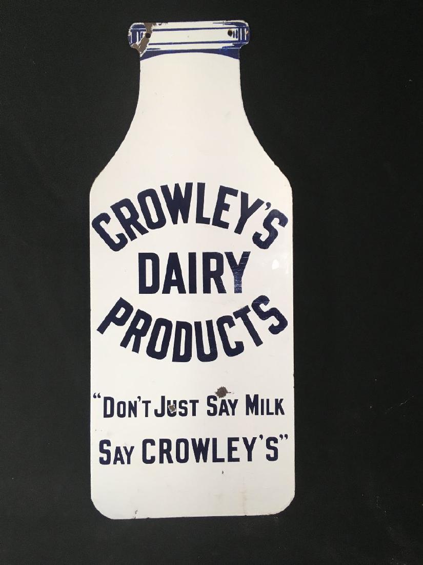 EXTREMELY RARE CROWLEY'S DAIRY PRODUCTS 2 SIDED ENAMEL