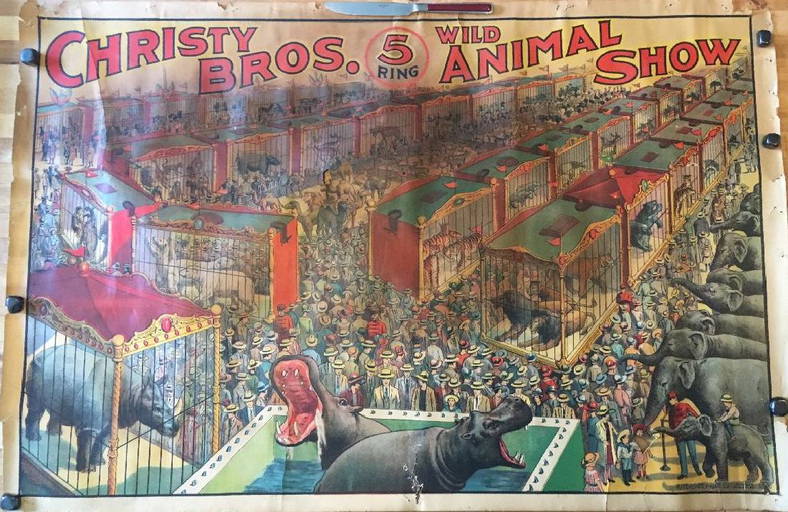 Christy Brothers 5 Ring Wild Animal Show Circus Poster