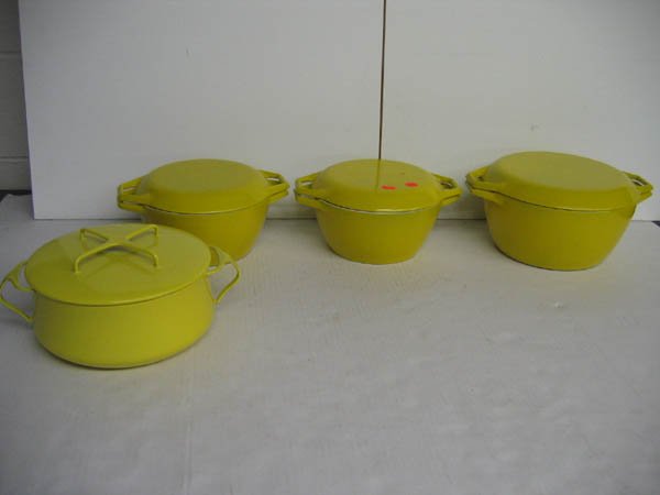 616560: NACCO DENMARK 4 PIECE YELLOW ENAMEL COOKWARE SE