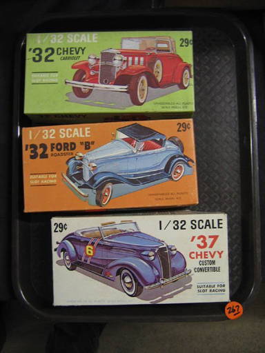 Three Plastic Car Models '37 Chevy, '32 Ford,