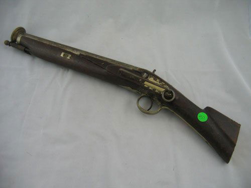 210257: SAWED OFF BLACK POWDER HAMMERLOCK GUN, MARKED