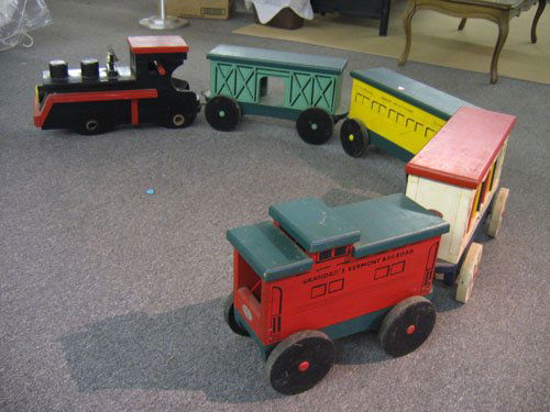 416246: "A GRANDADS TOY" 1950S RIDE ON WOODEN TRAIN