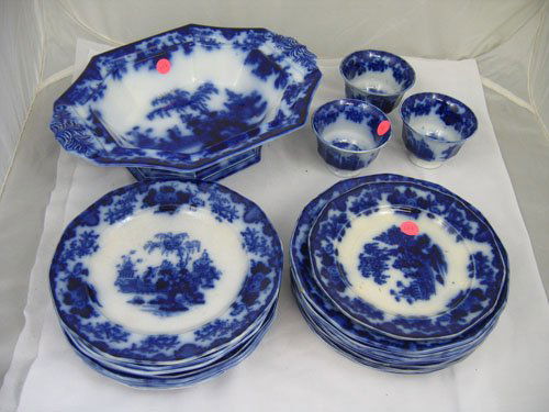 920147: 19 PIECES ALCOCK SCINDE FLOW BLUE CHINA, INCLUD