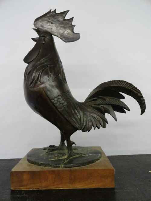 12210075A: 25" BRONZE ROOSTER SIGNED BY ELLIOT OFFNER